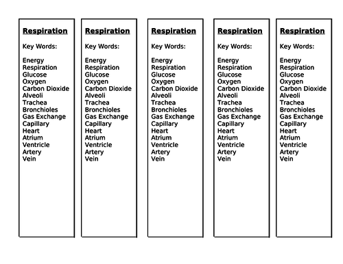 KS3 Unit 8C Biology -Respiration WORKSHEETS ONLY (8d Aerobic 8e ...