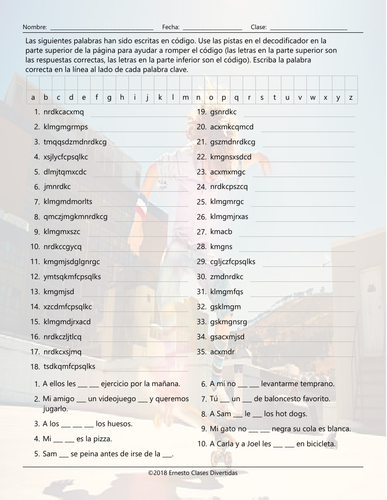 Have, Do, Like, and Favorites Decoder Box Spanish Worksheet | Teaching ...