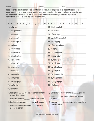 Passive versus Active Voice Decoder Box Spanish Worksheet | Teaching ...