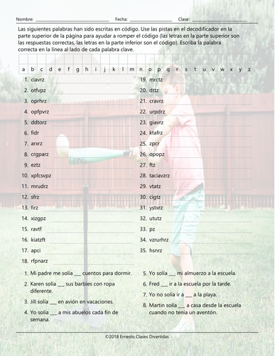 Past Simple with Used To Decoder Box Spanish Worksheet | Teaching Resources