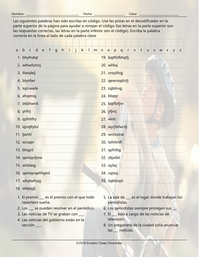 News Media Decoder Box Spanish Worksheet | Teaching Resources
