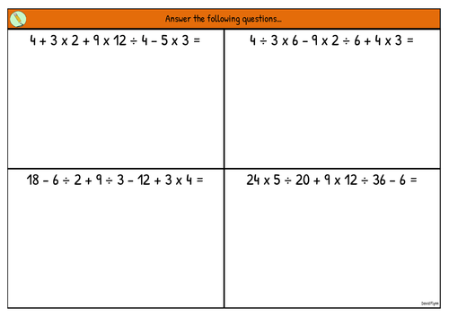 Order of operations - 4 questions - Free Mastery Resource | Teaching ...