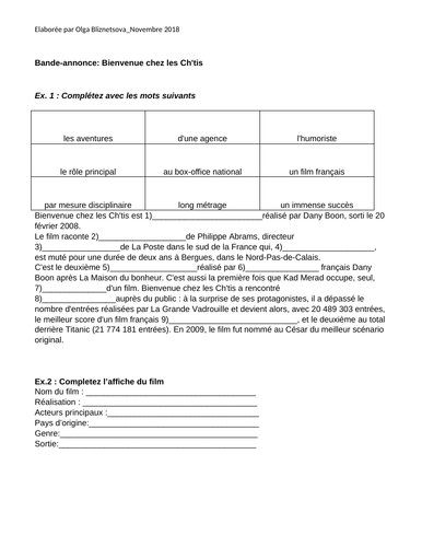 'Bienvenu chez les Ch'tis' (work on the trailer) | Teaching Resources