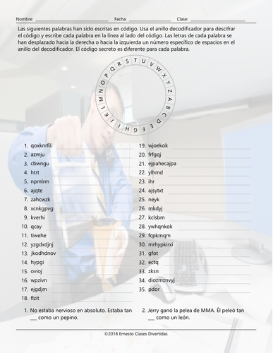 Comparisons with As ...+... As Decoder Ring Spanish Worksheet ...