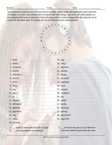 Imperative Verbs Decoder Ring Spanish Worksheet | Teaching Resources