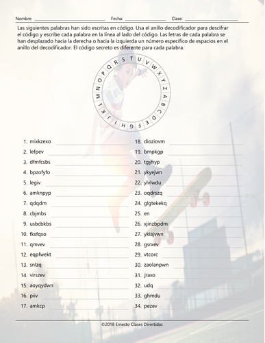 Infinitives Decoder Ring Spanish Worksheet | Teaching Resources