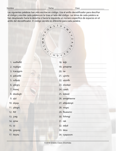 Present Simple Tense Decoder Ring Spanish Worksheet | Teaching Resources