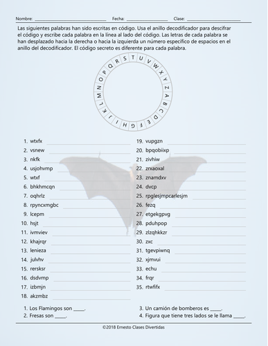 Colors and Shapes Decoder Ring Spanish Worksheet | Teaching Resources