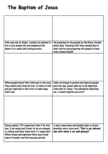 The Baptism of Jesus Comic Strip and Storyboard | Teaching Resources