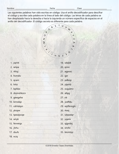 Geology and Planet Earth Decoder Ring Spanish Worksheet | Teaching ...