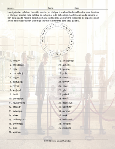 Money and Banking Decoder Ring Spanish Worksheet | Teaching Resources