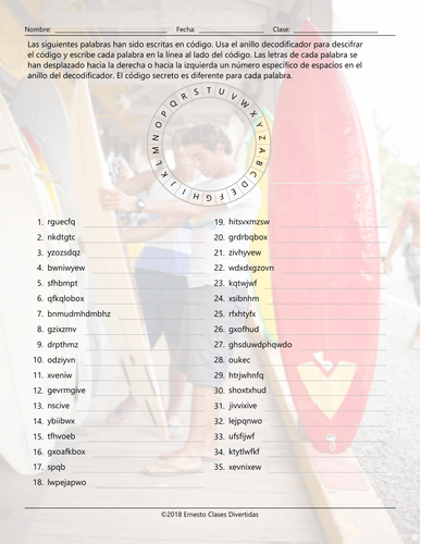 Stores and Shops Decoder Ring Spanish Worksheet | Teaching Resources