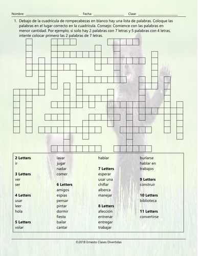 Ability Modals Framework Puzzle Spanish Worksheet | Teaching Resources