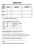 Group 1 Alkali Metals Demo and Equations Worksheet | Teaching Resources