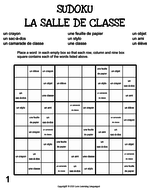 French Classroom Vocabulary - L'École - Sudoku Puzzles | Teaching Resources