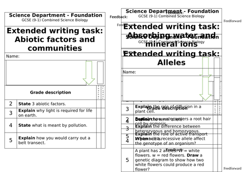 GCSE Combined Science Biology EWT / Worksheets / HW | Teaching Resources