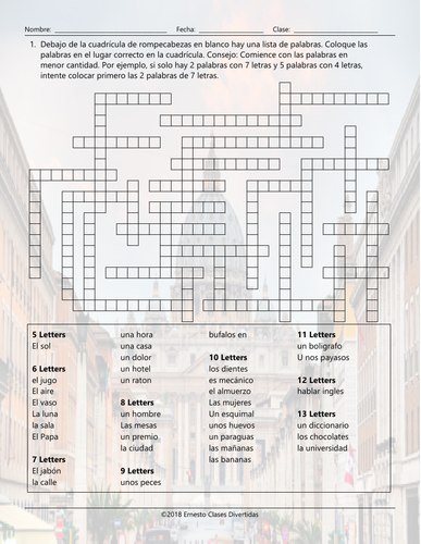 Articles Framework Puzzle Spanish Worksheet | Teaching Resources