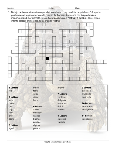 Comparisons with As ...+... As Framework Puzzle Spanish Worksheet ...
