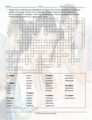 Future Simple Tense with Will Framework Puzzle Spanish Worksheet ...