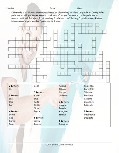 Imperative Verbs Framework Puzzle Spanish Worksheet | Teaching Resources