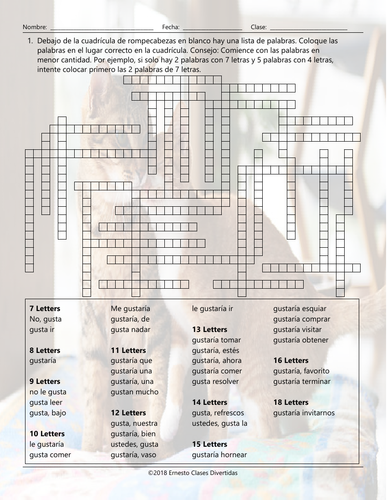Like versus Would Like Framework Puzzle Spanish Worksheet | Teaching ...