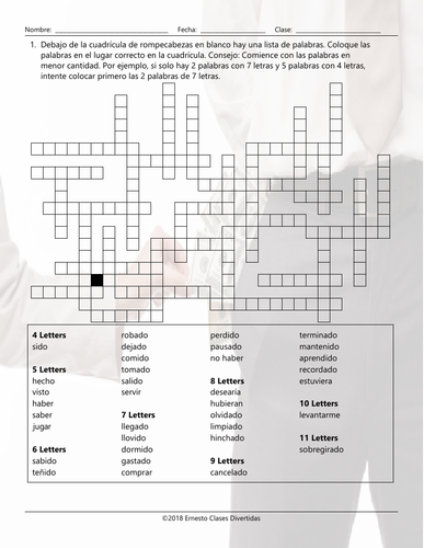Regret Modals Framework Puzzle Spanish Worksheet | Teaching Resources