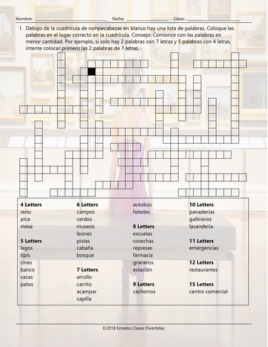 City versus Country Framework Puzzle Spanish Worksheet | Teaching Resources