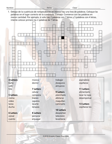 Daily Activities Framework Puzzle Spanish Worksheet | Teaching Resources