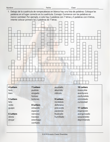 Feelings and Emotions Framework Puzzle Spanish Worksheet | Teaching ...