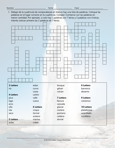 Geology and Planet Earth Framework Puzzle Spanish Worksheet | Teaching ...