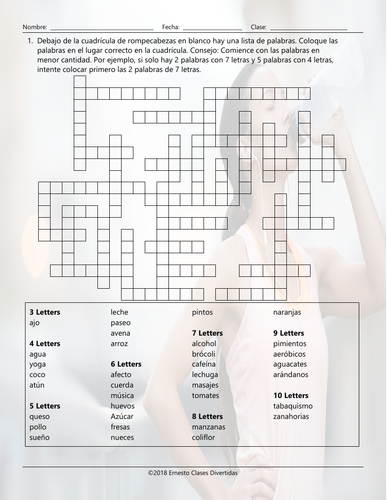 Healthy Lifestyle and Nutrition Framework Puzzle Spanish Worksheet ...