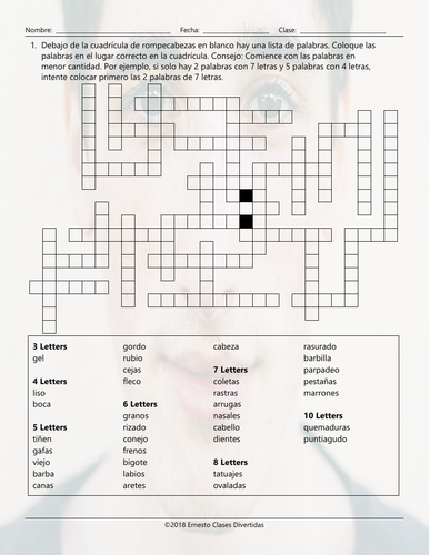 People Descriptions Framework Puzzle Spanish Worksheet | Teaching Resources