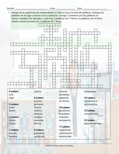 Places and Buildings Framework Puzzle Spanish Worksheet | Teaching ...