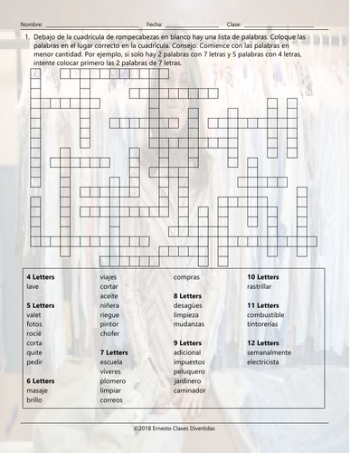 Running Errands and Having Things Done Framework Puzzle Spanish ...