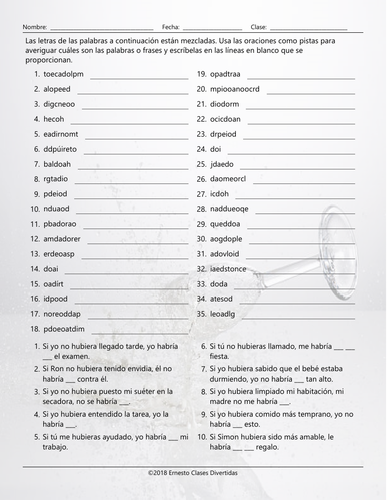 Conditional Sentences Type 3 Jumbled Words Spanish Worksheet | Teaching ...