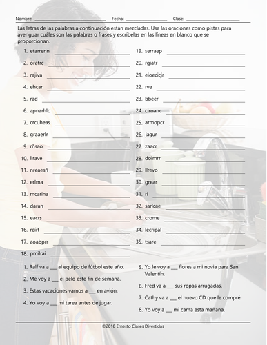 Future Simple Tense with Going To Jumbled Words Spanish Worksheet ...
