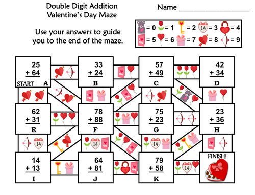 Double Digit Addition With and Without Regrouping Valentine's Day Math ...