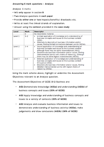 Edexcel GCSE (9-1) Business exam technique 6 mark Discuss and Analyse ...