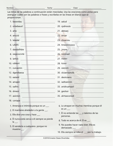 Bad Bosses are Bad Business Jumbled Words Spanish Worksheet | Teaching ...