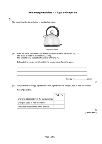 GCSE Physics Revision - Heat energy transfers | Teaching Resources