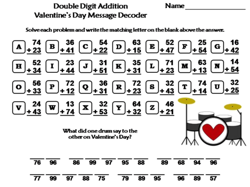 Double Digit Addition Without Regrouping Valentine's Day Math Activity ...