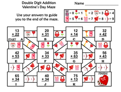 Double Digit Addition Without Regrouping Valentine's Day Math Maze ...