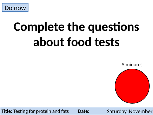 KS3 Science lesson - Food tests (protein and fat) | Teaching Resources