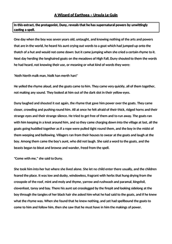 Fiction extract and questions. | Teaching Resources