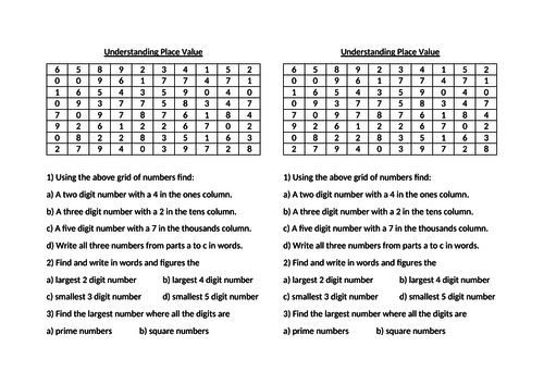 Understanding Place Value - Year 7 Worksheet - White Rose Scheme ...
