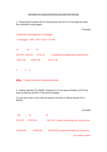 AS Chemistry: Empirical and Molecular Formulae | Teaching Resources