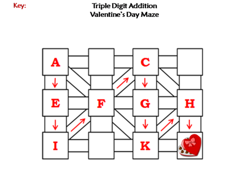 Triple Digit Addition With Regrouping Valentine's Day Math Maze ...