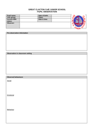 Pupil Observation form | Teaching Resources