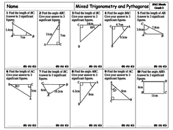 RAG Sheets - Mixed Pythagoras and Trigonometry | Teaching Resources