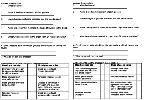 AQA Blood Glucose Regulation | Teaching Resources